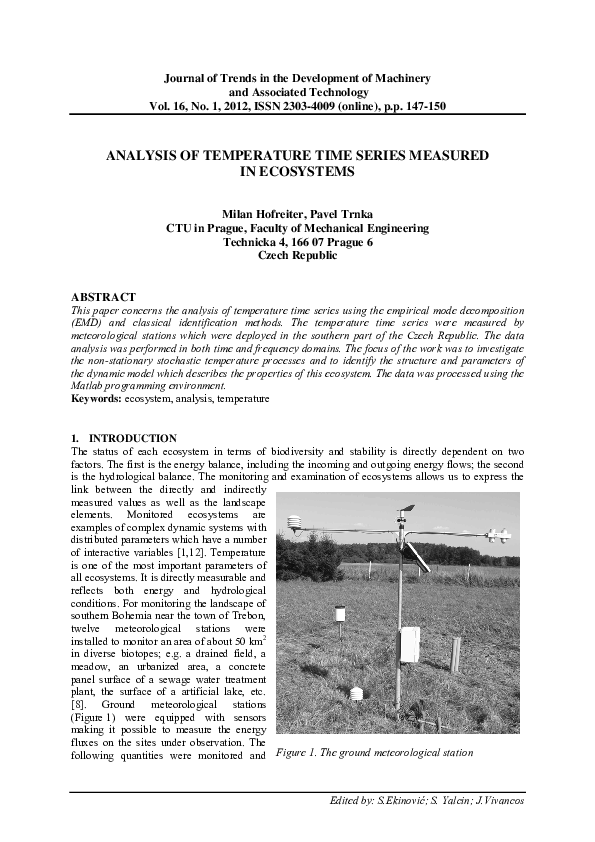 (PDF) Analysis of Temperature Time Series Measured in Ecosystems
