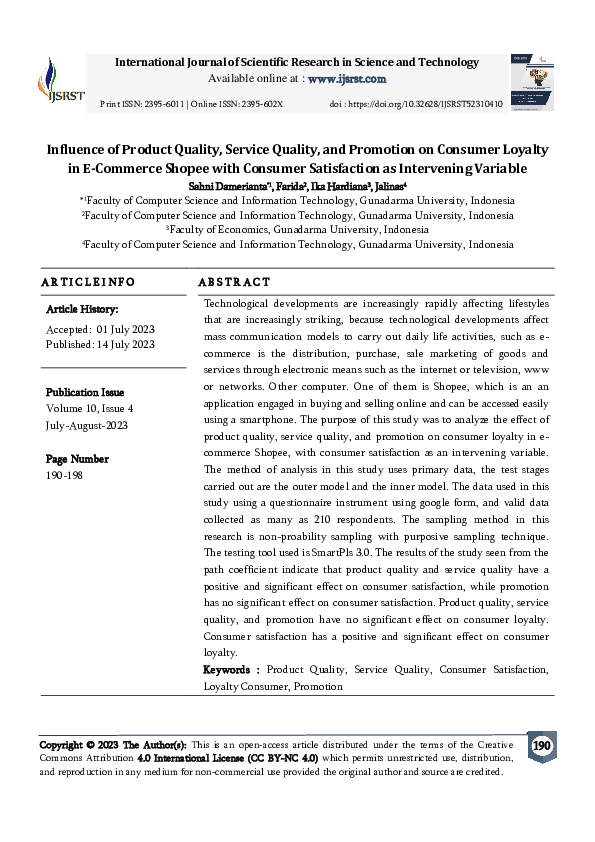 (PDF) Influence of Product Quality, Service Quality, and Promotion on ...