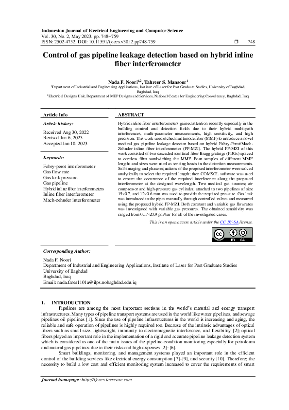 Pdf Control Of Gas Pipeline Leakage Detection Based On Hybrid Inline