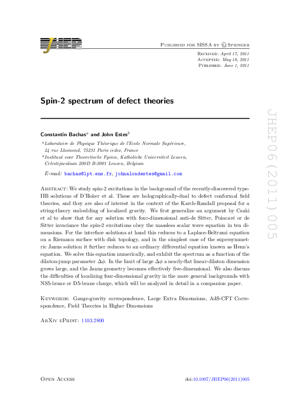 (PDF) Spin-2 spectrum of defect theories