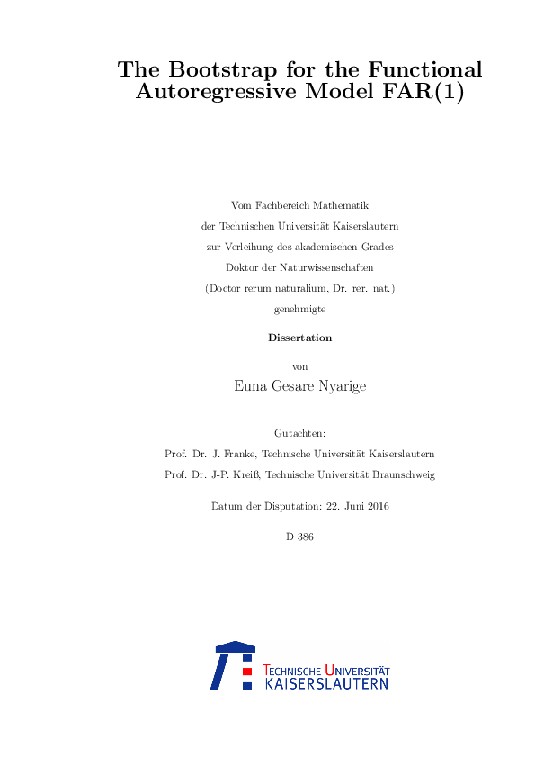 Pdf The Bootstrap For The Functional Autoregressive Model Far1 5273