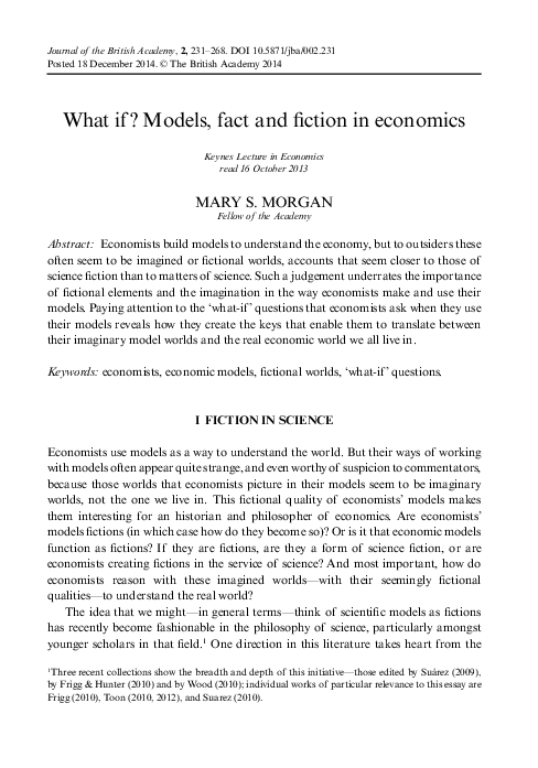 (PDF) What if? Models, fact and fiction in economics