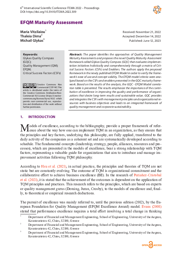 (PDF) EFQM Maturity Assessment