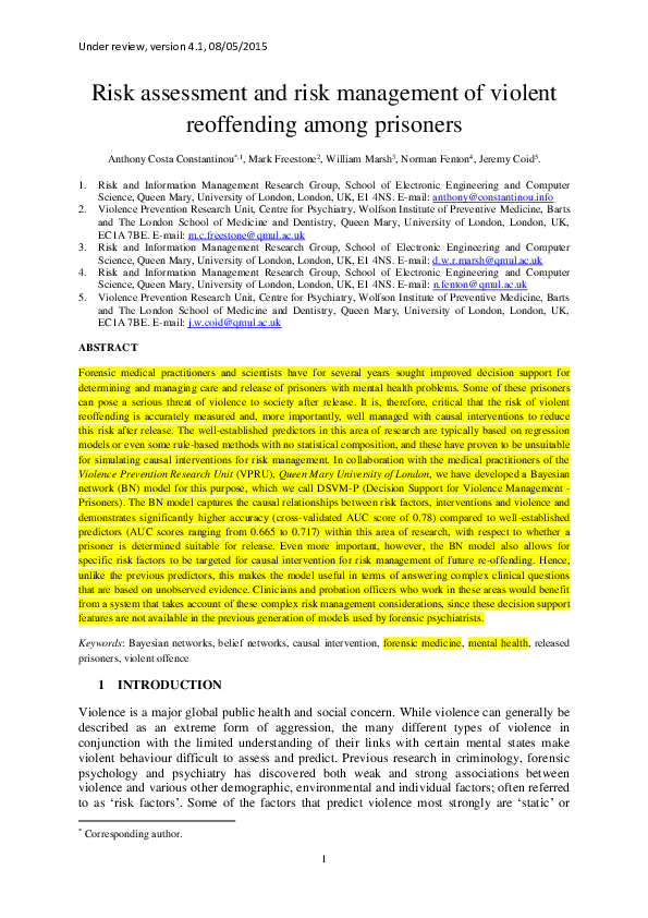 (PDF) Risk assessment and risk management of violent reoffending among ...