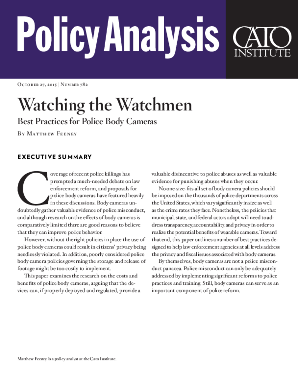 (PDF) Watching the Watchmen Best Practices for Police Body Cameras