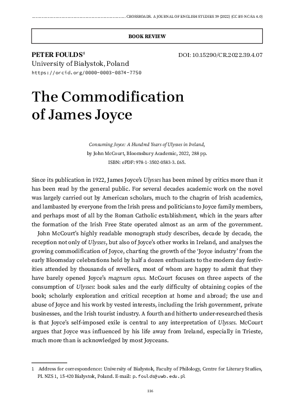 (PDF) The Commodification of James Joyce