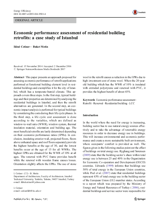 (PDF) Economic performance assessment of residential building retrofits ...