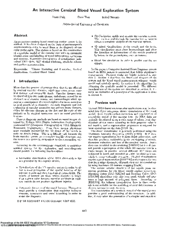 (PDF) An interactive cerebral blood vessel exploration system
