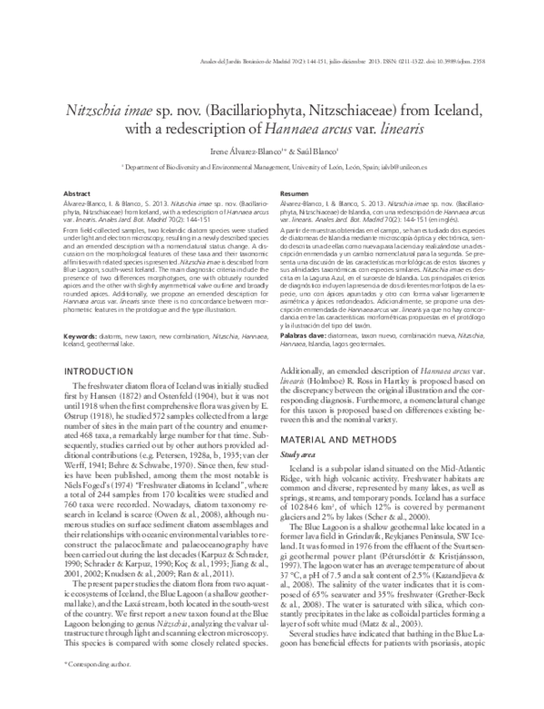 (PDF) Nitzschia imae sp. nov. (Bacillariophyta, Nitzschiaceae) from ...