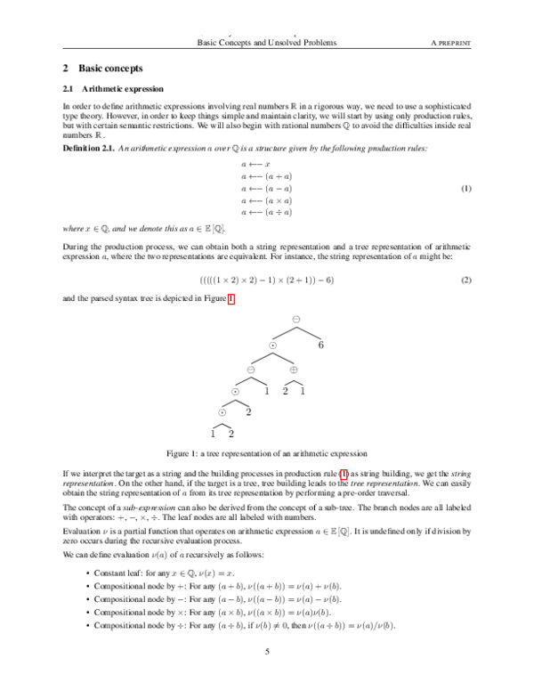 (PDF) Geometry of Arithmetic Expressions: I. Basic Concepts and Unsolved Problems