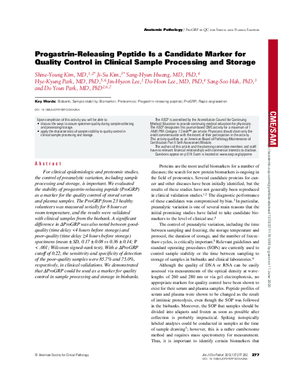 (PDF) Progastrin-Releasing Peptide Is a Candidate Marker for Quality ...