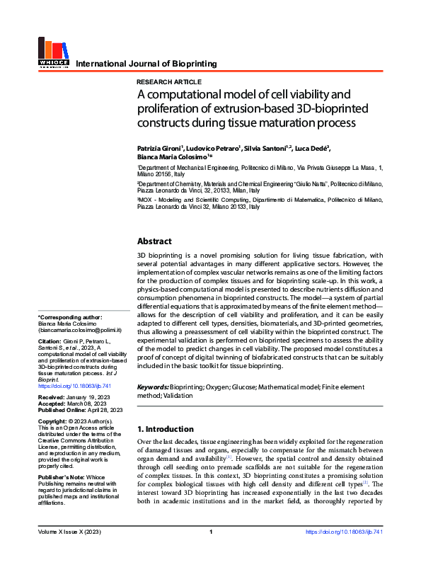 (PDF) A computational model of cell viability and proliferation of extrusion-based 3D-bioprinted ...
