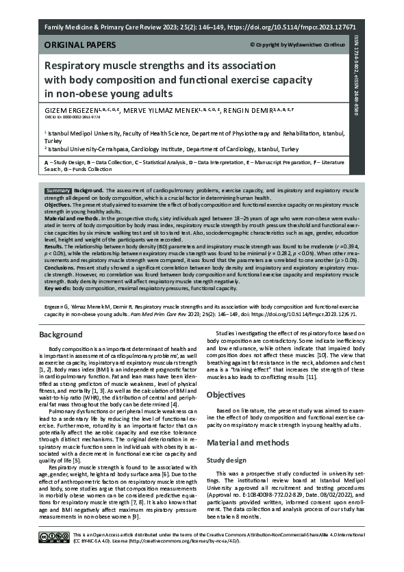 Pdf Respiratory Muscle Strengths And Its Association With Body