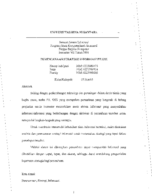 (PDF) Perencanaan Strategi Informasi Pt. GSS | Sony Sony - Academia.edu