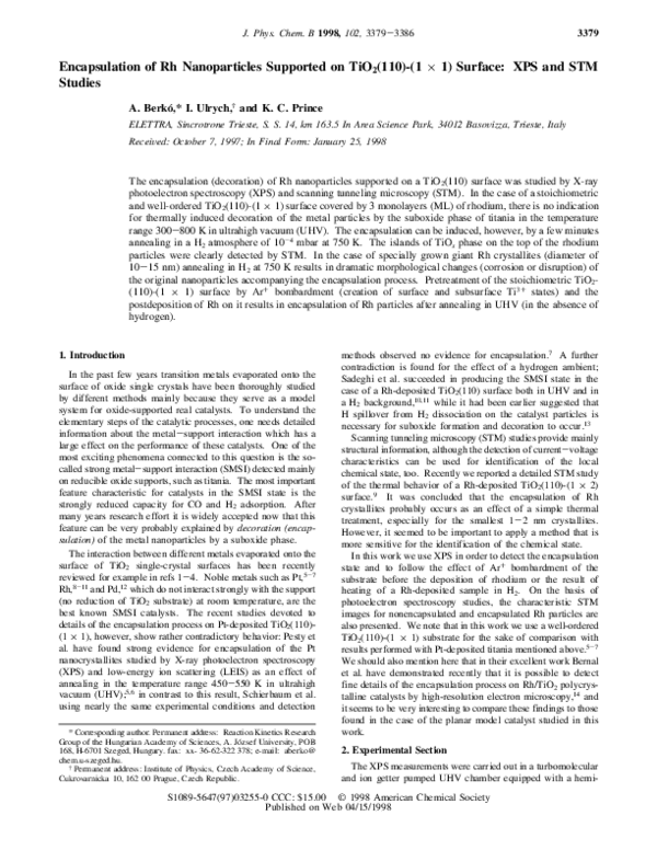 (PDF) Encapsulation of Rh Nanoparticles Supported on TiO2(110)-(1 × 1 ...