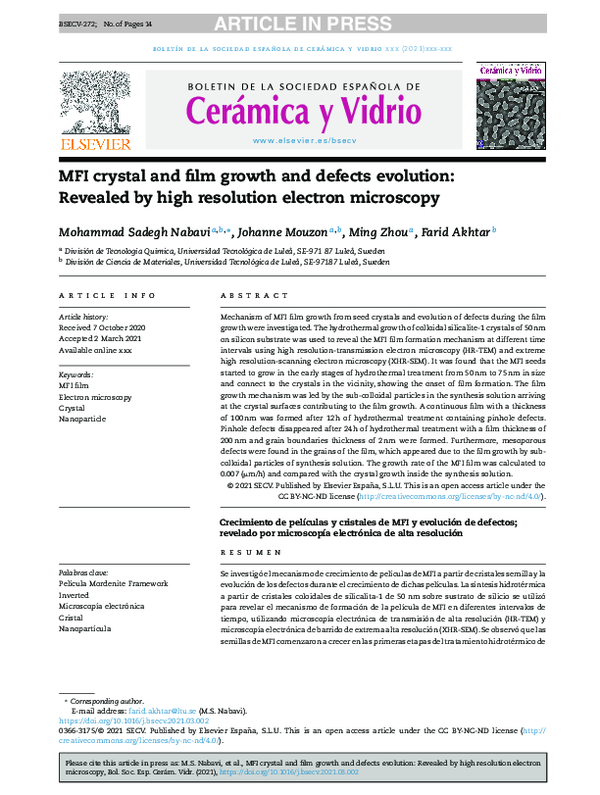 (PDF) MFI crystal and film growth and defects evolution: Revealed by ...