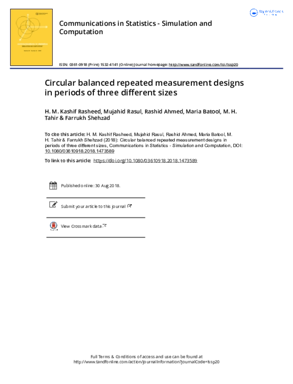 (PDF) Circular balanced repeated measurement designs in periods of ...