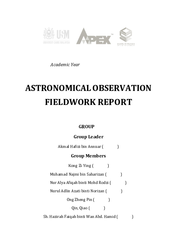 (PDF) Astronomical Fieldwork Observation Report