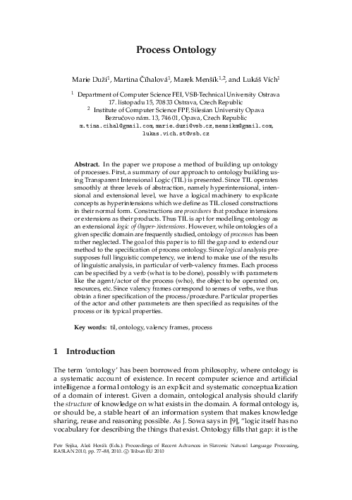 (PDF) Process Ontology | Marie Duží - Academia.edu