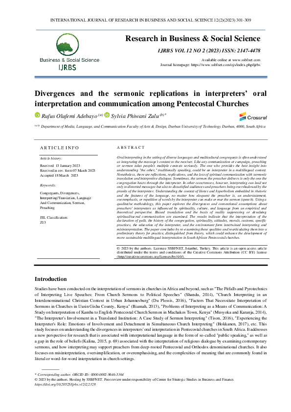 (PDF) Divergences and the sermonic replications in interpreters’ oral ...