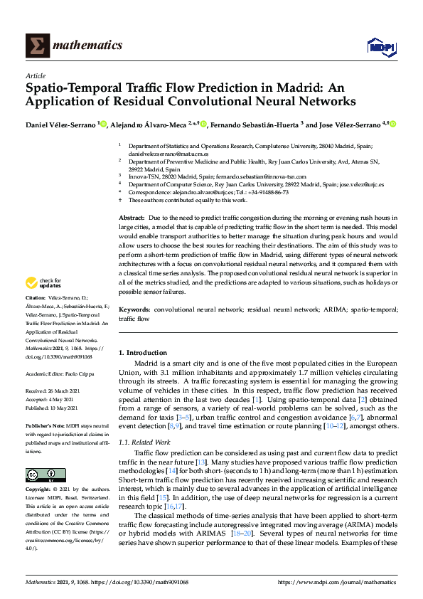 (PDF) Spatio-Temporal Traffic Flow Prediction in Madrid: An Application ...