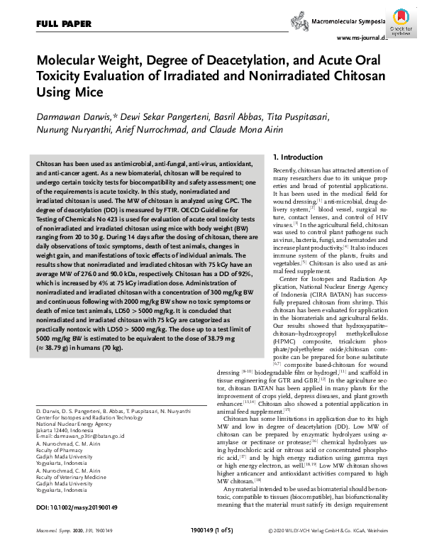 (PDF) Chitosan Toxicity and Characterization in Mice