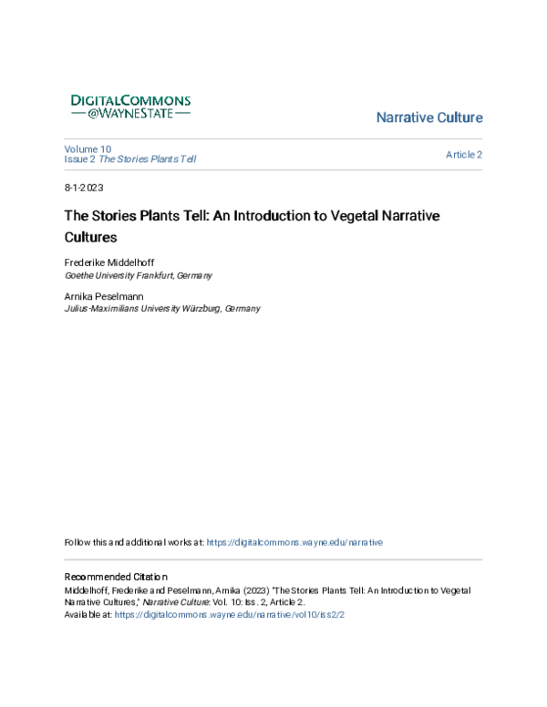 (PDF) The Stories Plants Tell: An Introduction to Vegetal Narrative ...