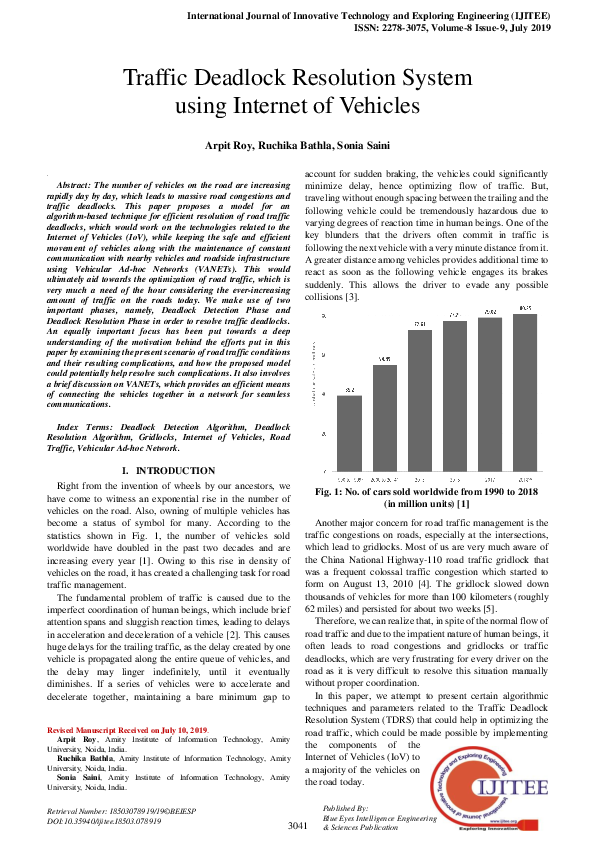 (PDF) Traffic Deadlock Resolution System using Internet of Vehicles