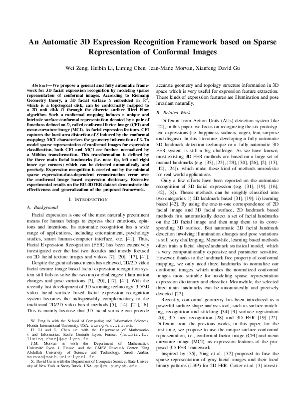 (PDF) An automatic 3D expression recognition framework based on sparse representation of ...