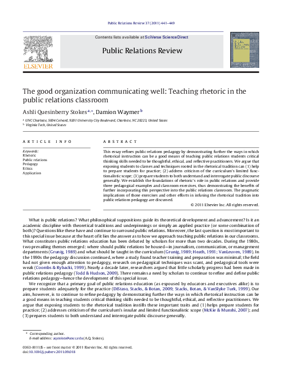 (PDF) The good organization communicating well: Teaching rhetoric in ...