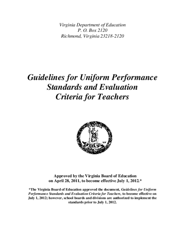 (PDF) Uniform Performance Standards and Evaluation Criteria for Teachers