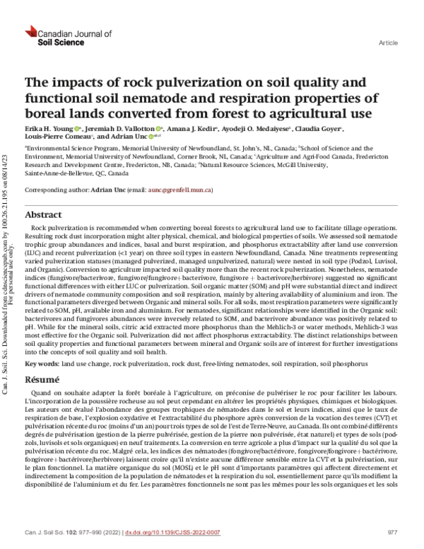 (PDF) The impacts of rock pulverization on soil quality and functional ...