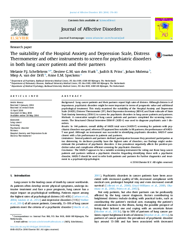 (PDF) The suitability of the Hospital Anxiety and Depression Scale ...