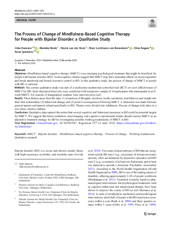 (PDF) The Process of Change of Mindfulness-Based Cognitive Therapy for People with Bipolar ...