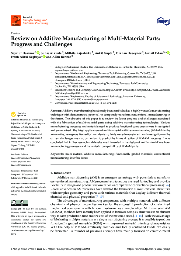 (PDF) Review on Additive Manufacturing of Multi-Material Parts ...