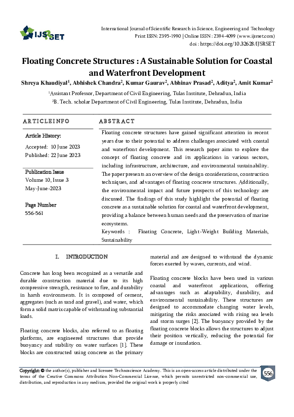 (PDF) Floating Concrete Structures : A Sustainable Solution for Coastal and Waterfront Development