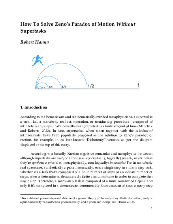 (PDF) How To Solve Zeno's Paradox of Motion Without Supertasks (August 2023 version)