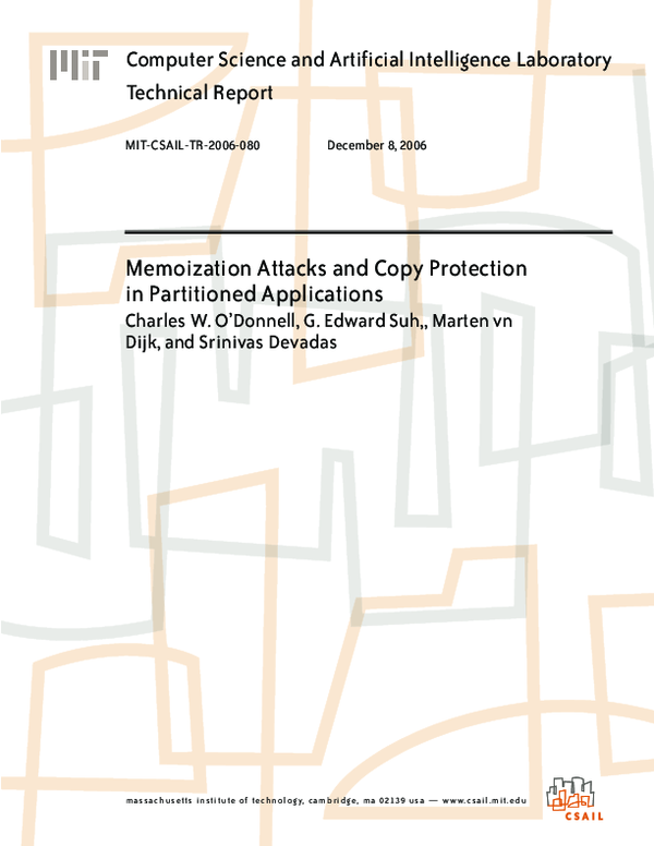 (PDF) Memoization Attacks and Copy Protection in Partitioned Applications