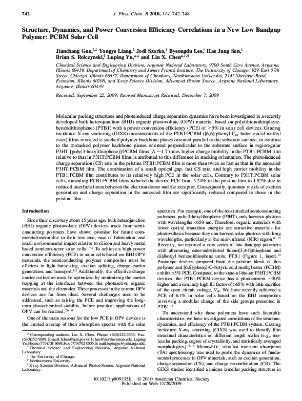 Pdf Structure Dynamics And Power Conversion Efficiency Correlations In A New Low Bandgap