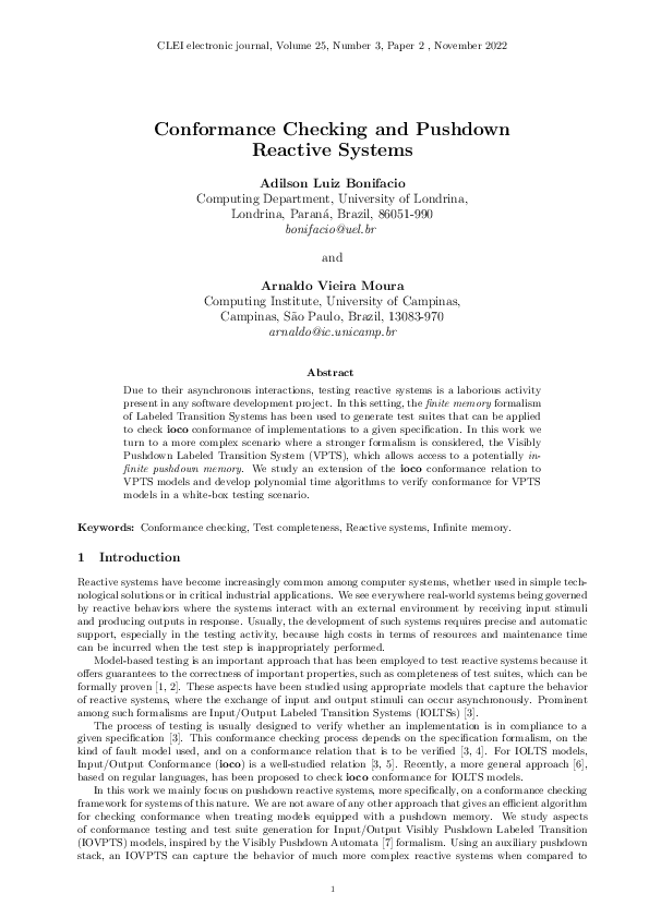 (PDF) Conformance Checking and Pushdown Reactive Systems