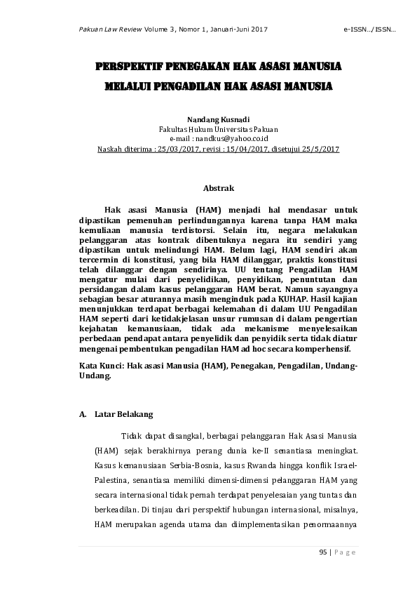 (PDF) Perspektif Penegakan Hak Asasi Manusia Melalui Pengadilan Hak ...