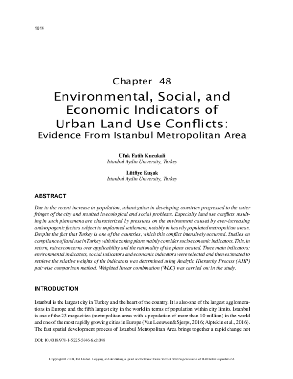 (PDF) Environmental, Social, and Economic Indicators of Urban Land Use Conflicts