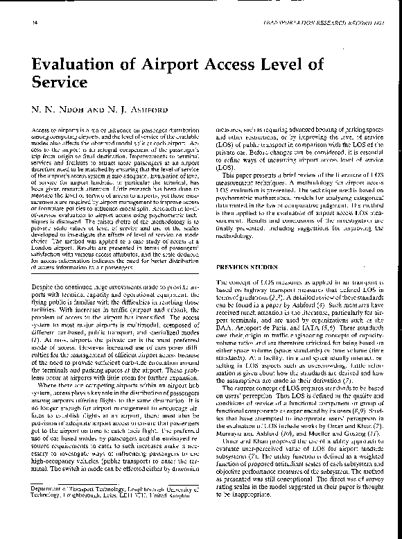 (PDF) Managing Airport Access: A Level of Service Concept