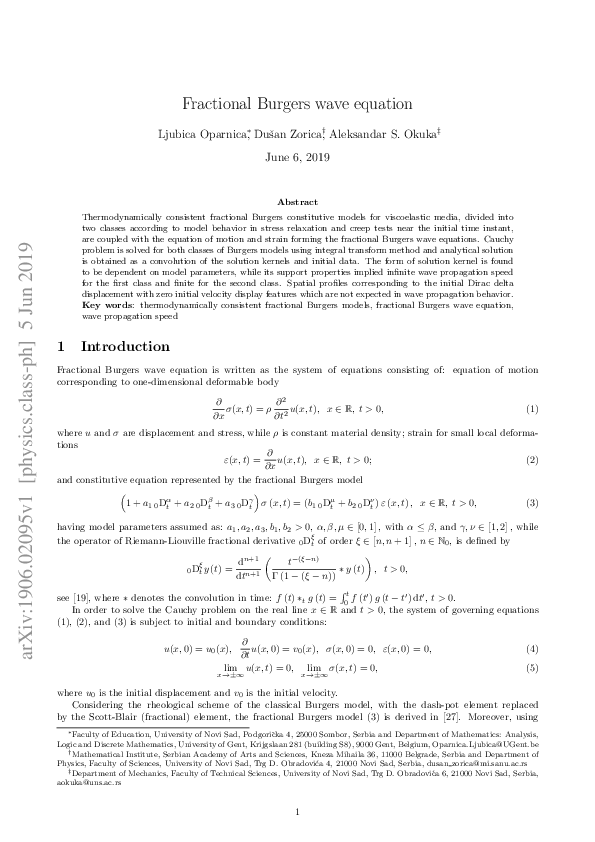 (PDF) Fractional Burgers wave equation