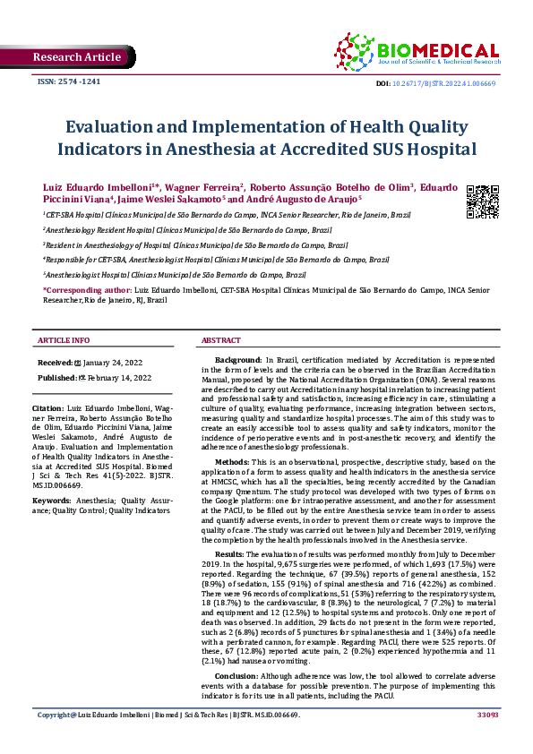 (PDF) Evaluation and Implementation of Health Quality Indicators in ...