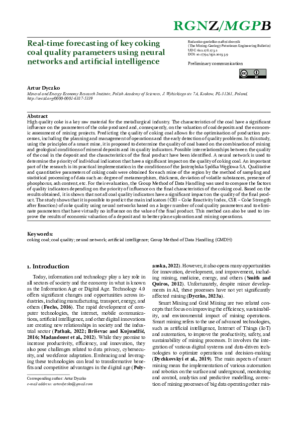 (PDF) Real-time forecasting of key coking coal quality parameters using ...