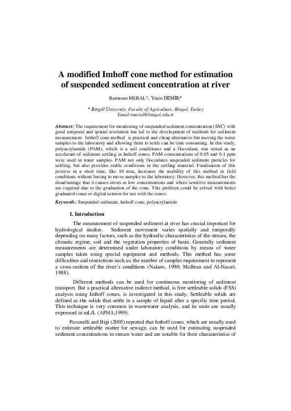 (PDF) A modified Imhoff cone method for estimation of suspended ...