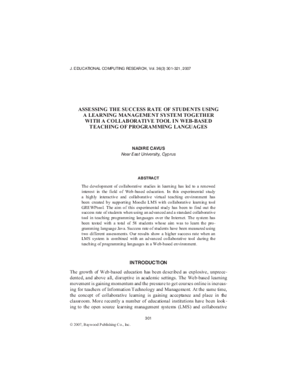 (PDF) Assessing the Success Rate of Students Using a Learning Management System Together with a ...