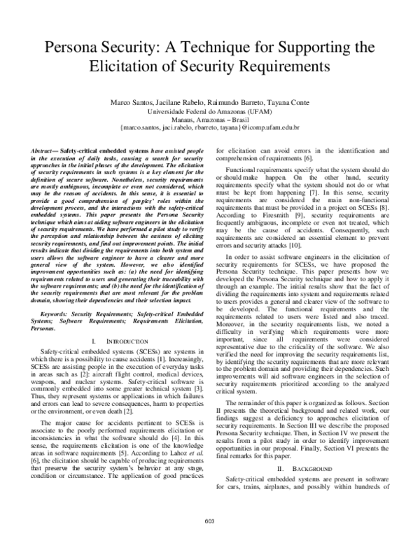 (PDF) Persona Security: A Technique for Supporting the Elicitation of ...