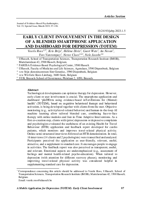 (PDF) Early User Co-Creation in a Depression Therapy App (TOTEM)